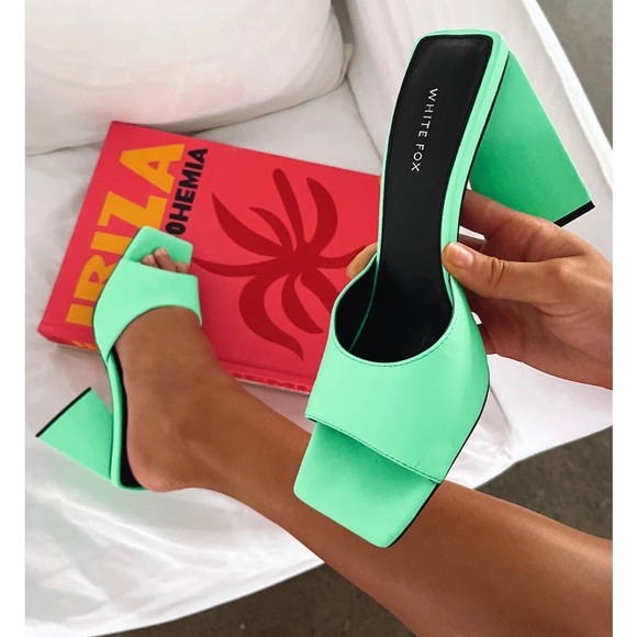 White Fox Boutique | Shoes | Neon Green Mules | Poshmark